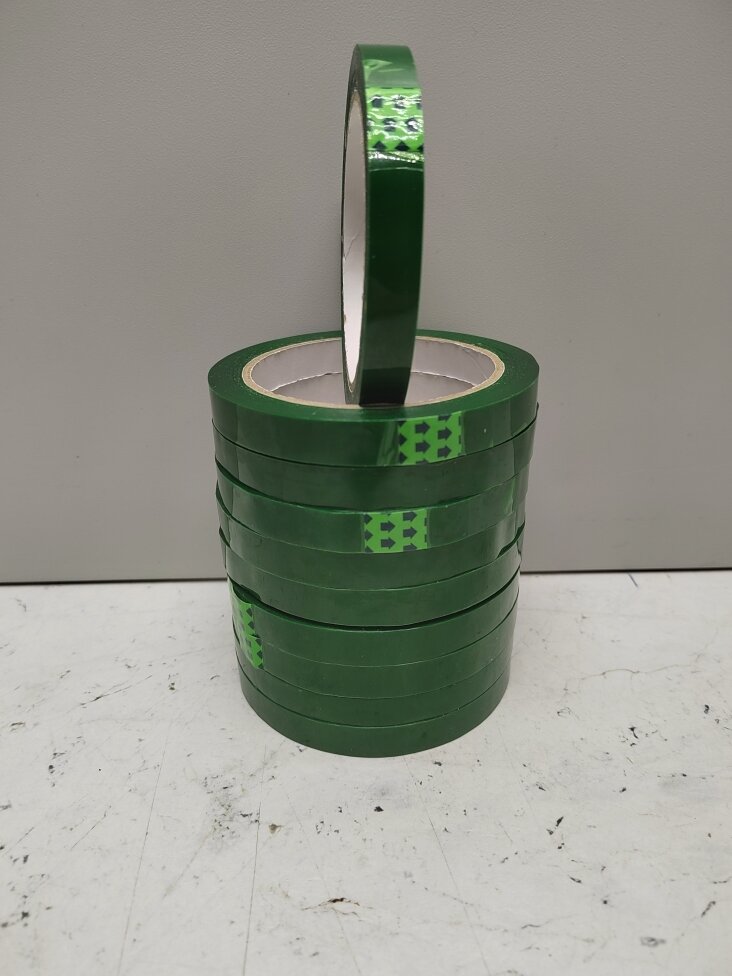 Скотч для клипсатора (лента клейкая) 12ммх66м (10шт.) Зелёная 1,2см