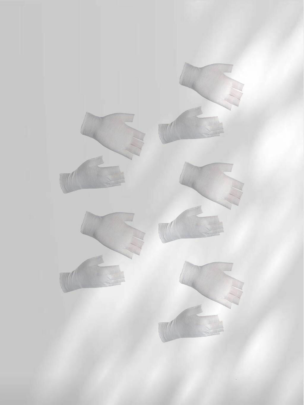 Рабочие перчатки без пальцев, - 5 пар белых