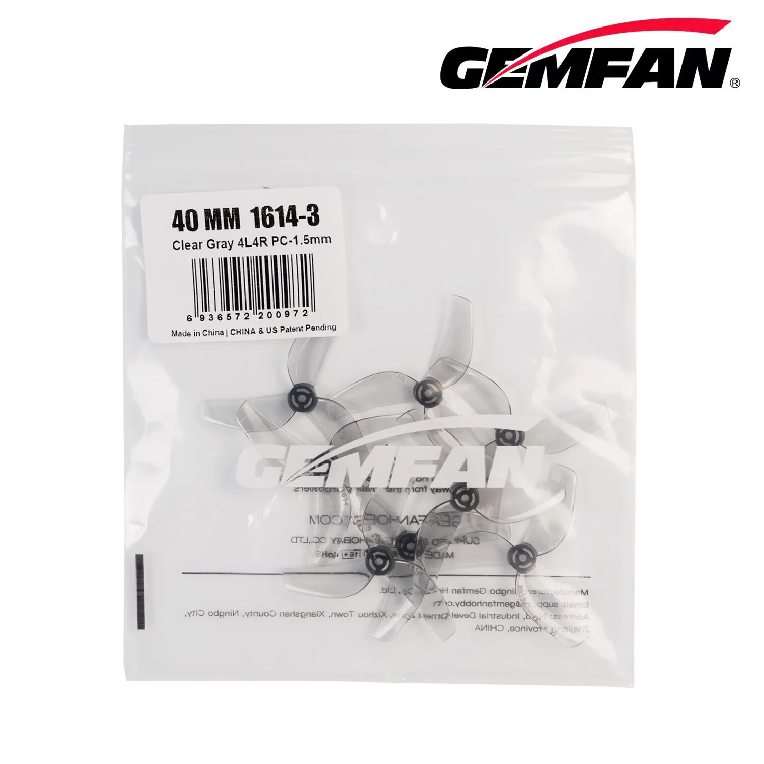 Gemfan 1614-3 40мм пропеллеры для дронов, 4Pairs Black 1mm