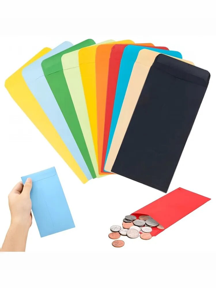 CCOCC 100 штук цветных конвертов для денег, конверты для семян, самоклеящиеся мини-конверты 5.7 см * 8.89 см для зарплаты, семян, бусинок или марок