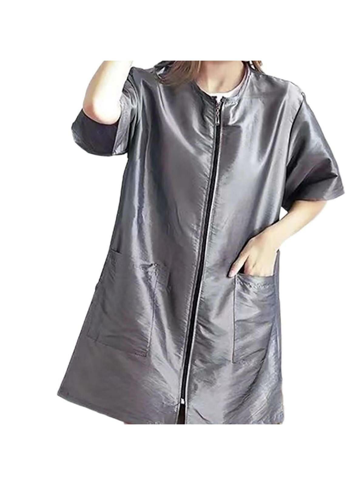 Полиэстеровый фартук для барберов, Серый - короткие рукава