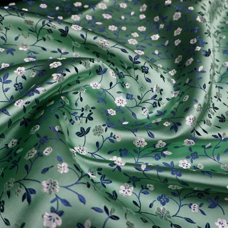 Вискозная шелковая парча зелёного цвета