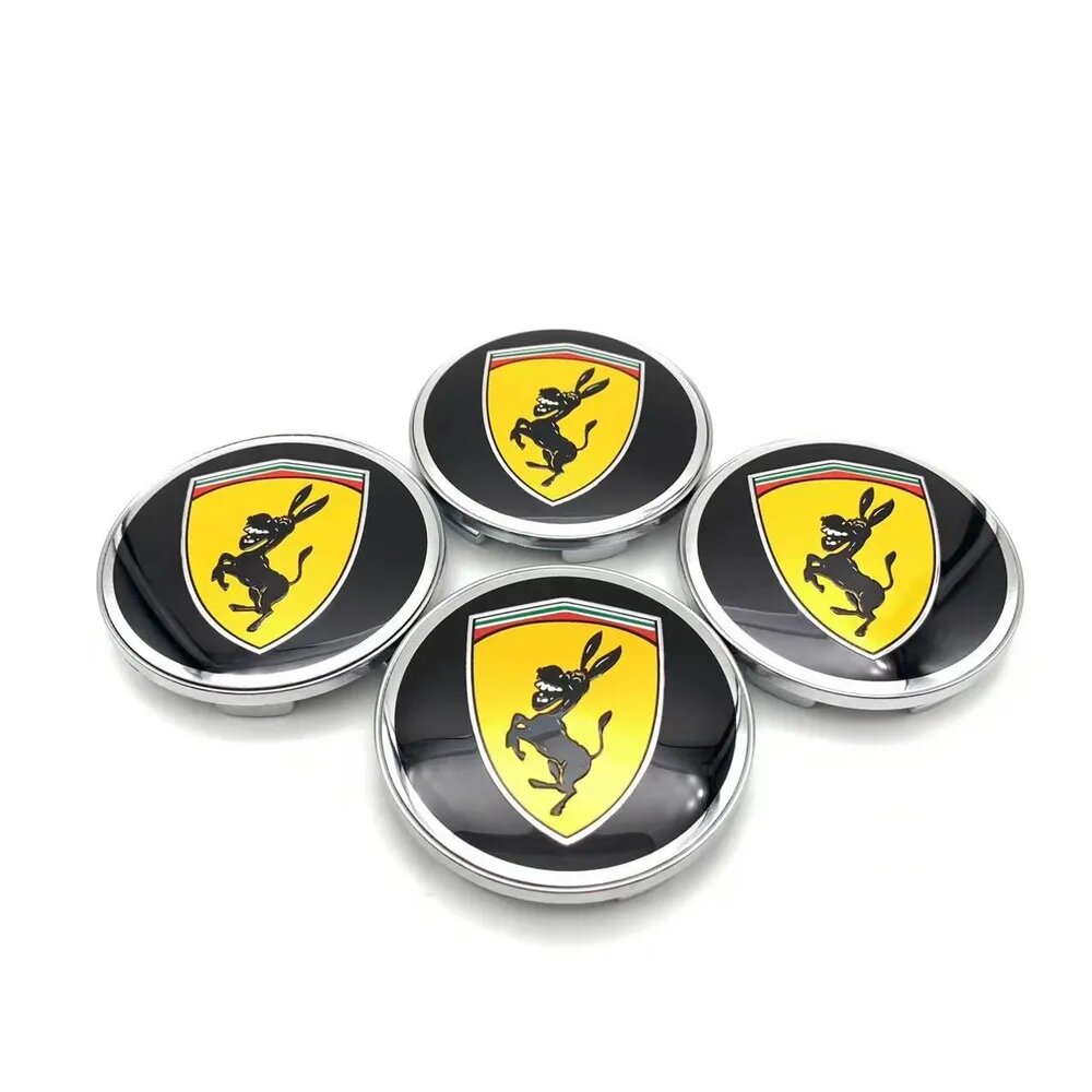 Колпаки ступицы колеса Ferrari с логотипом, 4 шт, 60 мм, черные