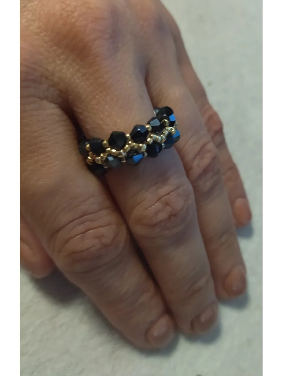 Кольцо, бисер, хрусталь