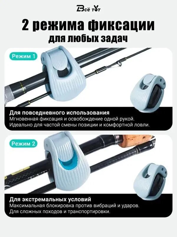 Быстросъемные держатель для удочки, комплект из 4 шт, фиксация одной рукой, 2 режима, высокоэластичный EVA, для спиннинга
