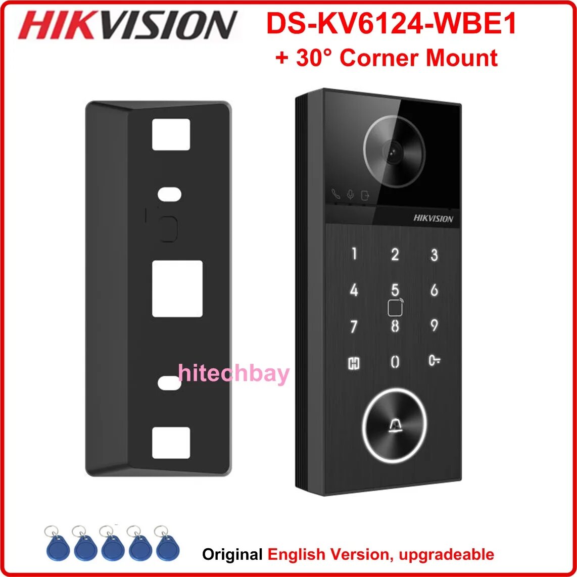 Видеодомофон Hikvision DS-KV6124-WBE1 черный с угловым креплением