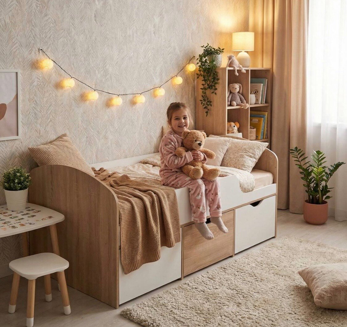 Кровать Малыш 160х80 (дуб сонома + белый)