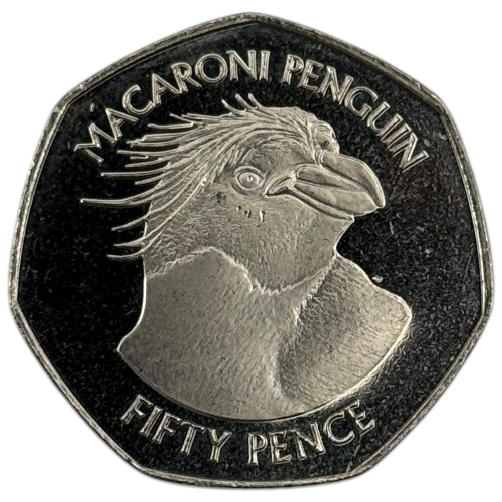 Фолклендские острова 50 пенсов 2018 г. (Фолклендские пингвины - Золотоволосый пингвин)