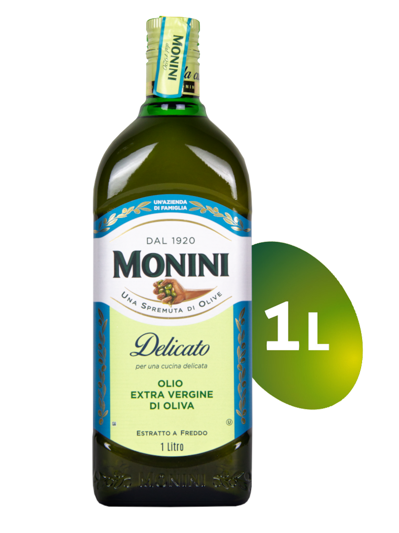Оливковое масло Monini Extra Virgin Delicato нерафинированное высшего качества первого холодного отжима Экстра Вирджин, 1 л