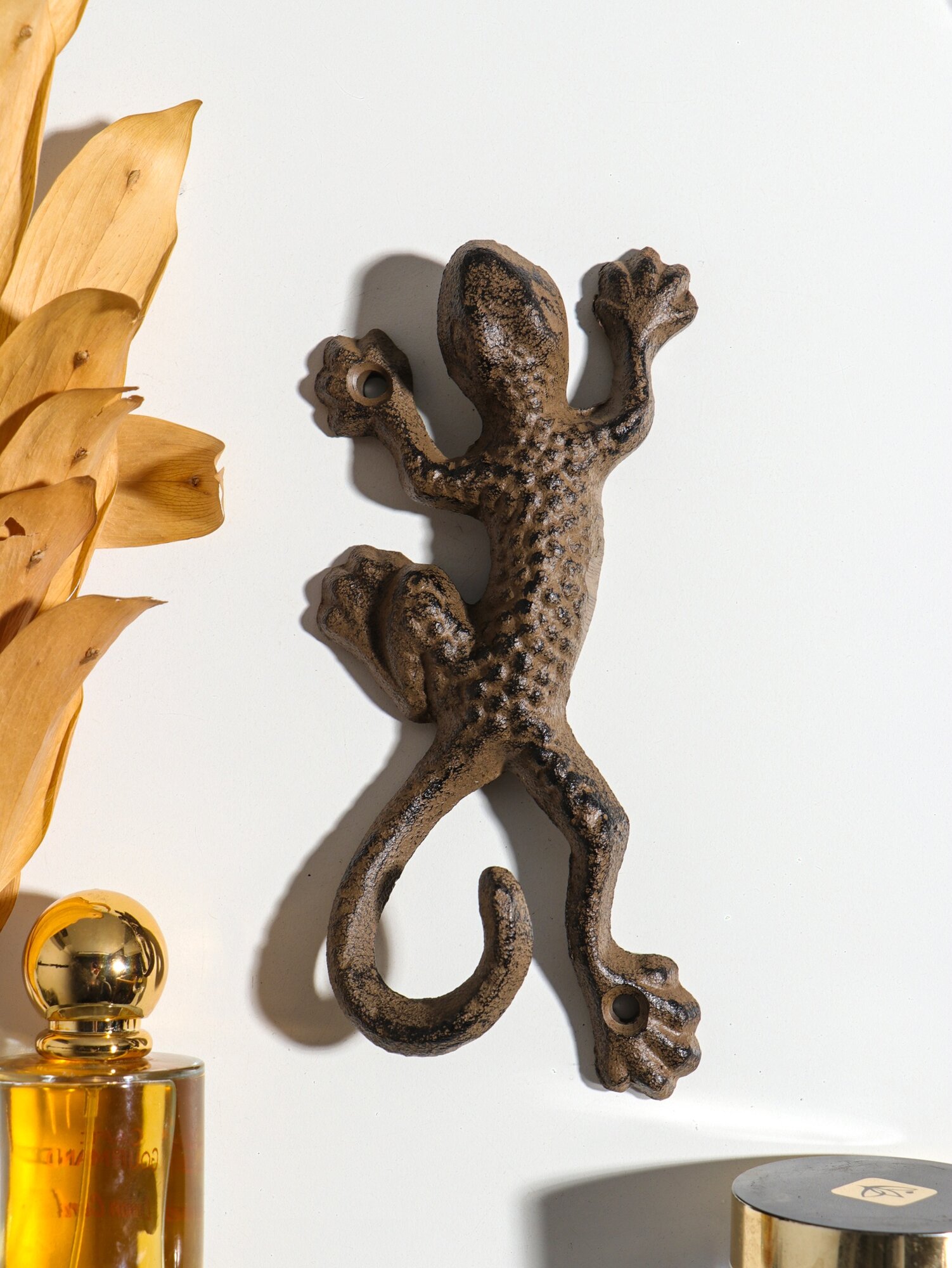 Крючок настенный «Ящерка», ключница декоративная, чугун, 18.8×10×4 см