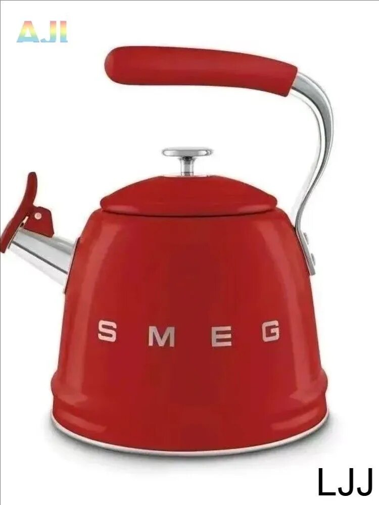 Чайник SMEG CKLW2001WH, красный, 2.3 л, эмалированный, со свистком, для плиты