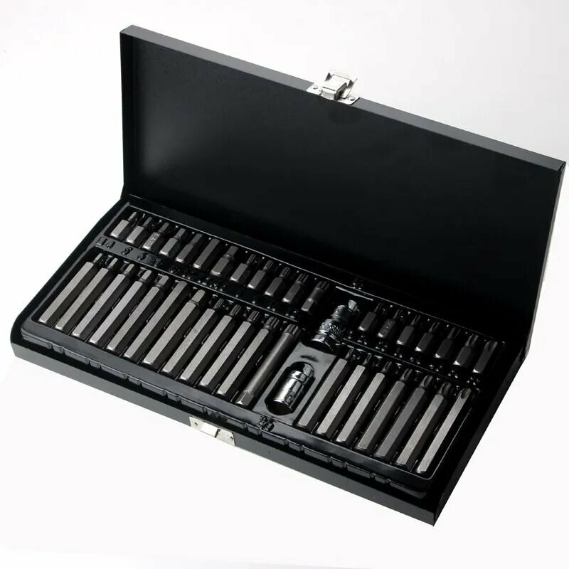 Набор бит с битодержателями 40 предметов (70/35, T20-Т55, H4-H12, M5-M12) в железном кейсе