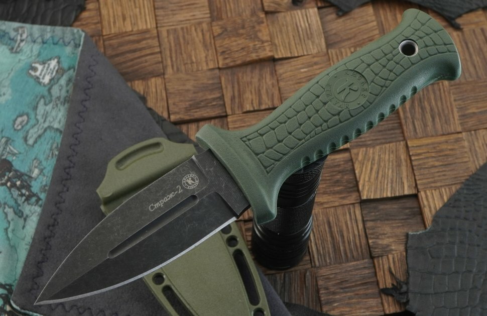 Универсальный городской тактический нож Кизляр Страж-2, сталь AUS-8, зеленая рукоять