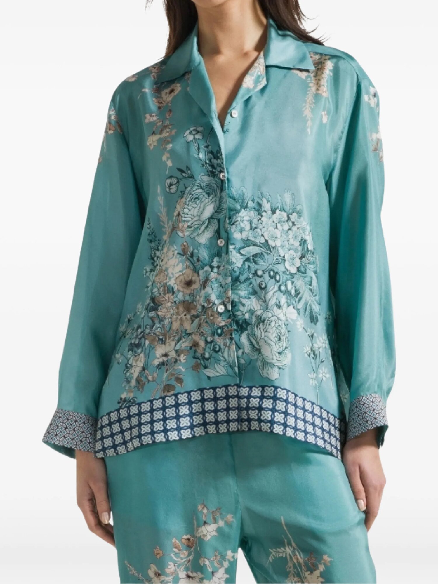 Рубашка Seventy Printed floral shirt, размер 44, blue — фото 1