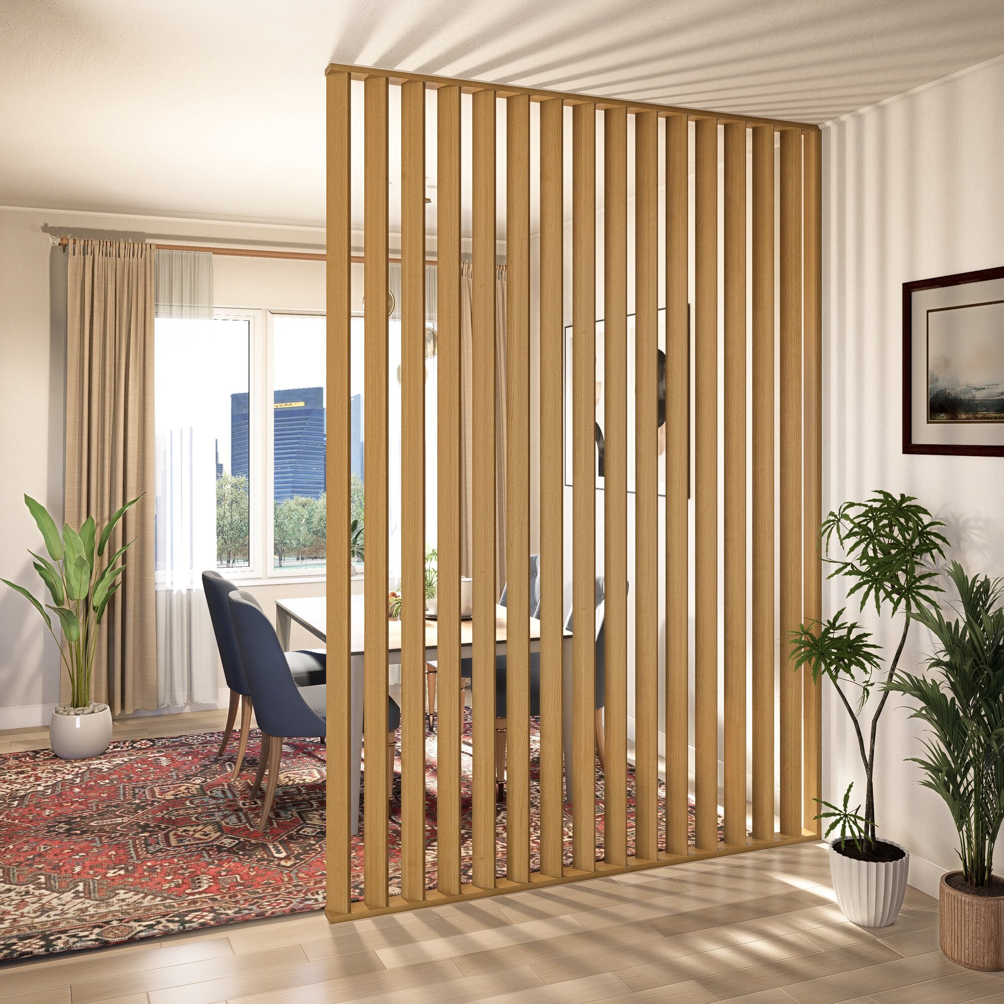 Реечная перегородка для зонирования пространства 1942 мм, Дуб Сонома