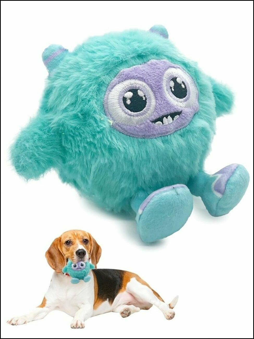 Мягкая плюшевая игрушка с пищалкой Синий монстрик, увлекательный бестселлер для развития щенков и собак малых и средних пород
