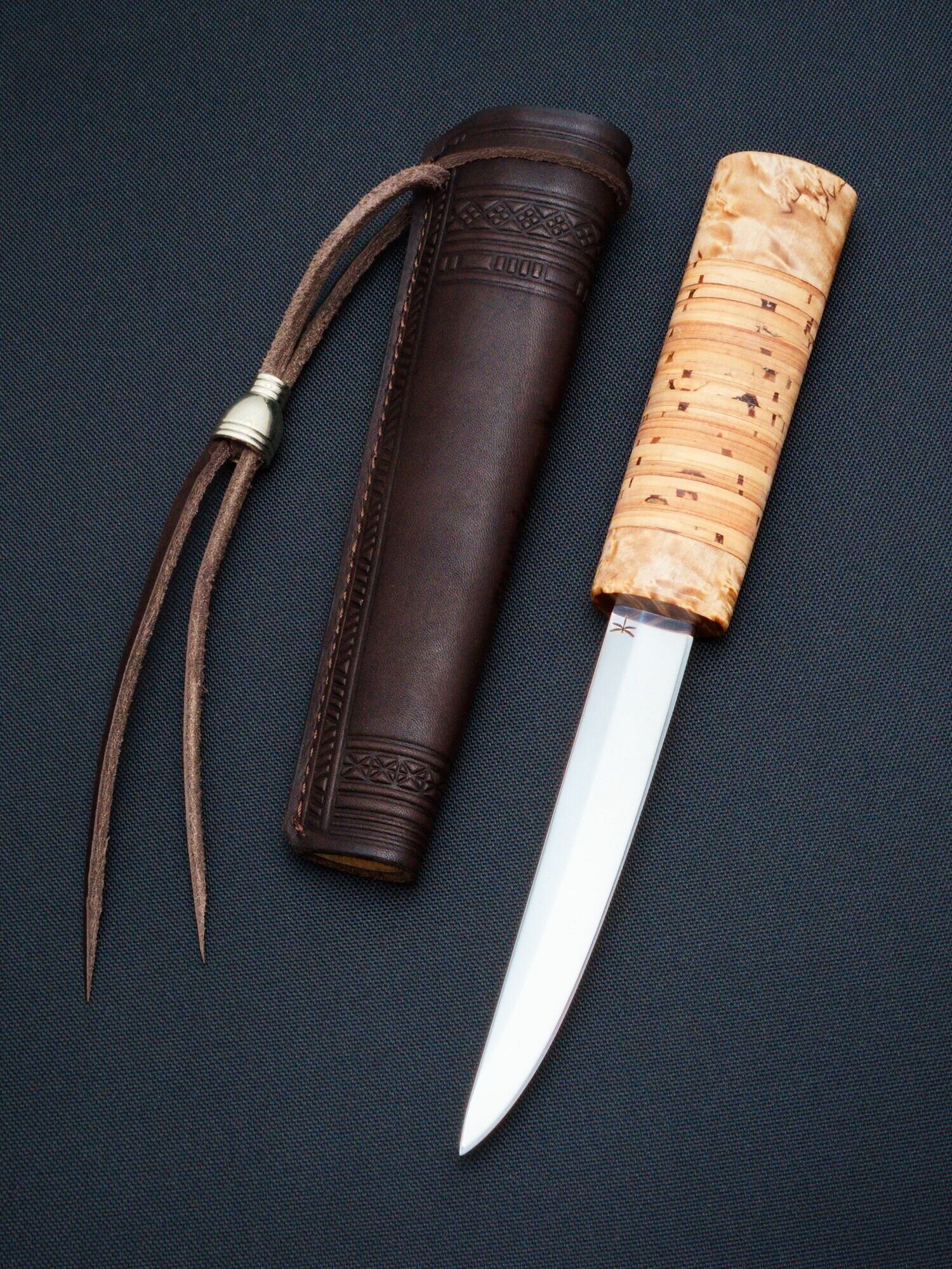 Нож "Сындыыс" Средний, Настоящий Якут (Jing Sakha - Дьин Саха), VG-10, Кап берёзы стабилизированный-Береста