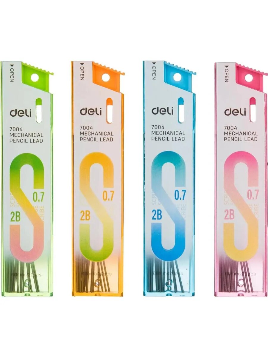 Микрографические стержни Deli 0,7 мм 2B, 20 шт