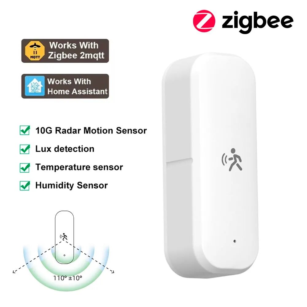 Умный датчик движения Микроволновый радар Zigbee 3.0, zigbee2mqtt