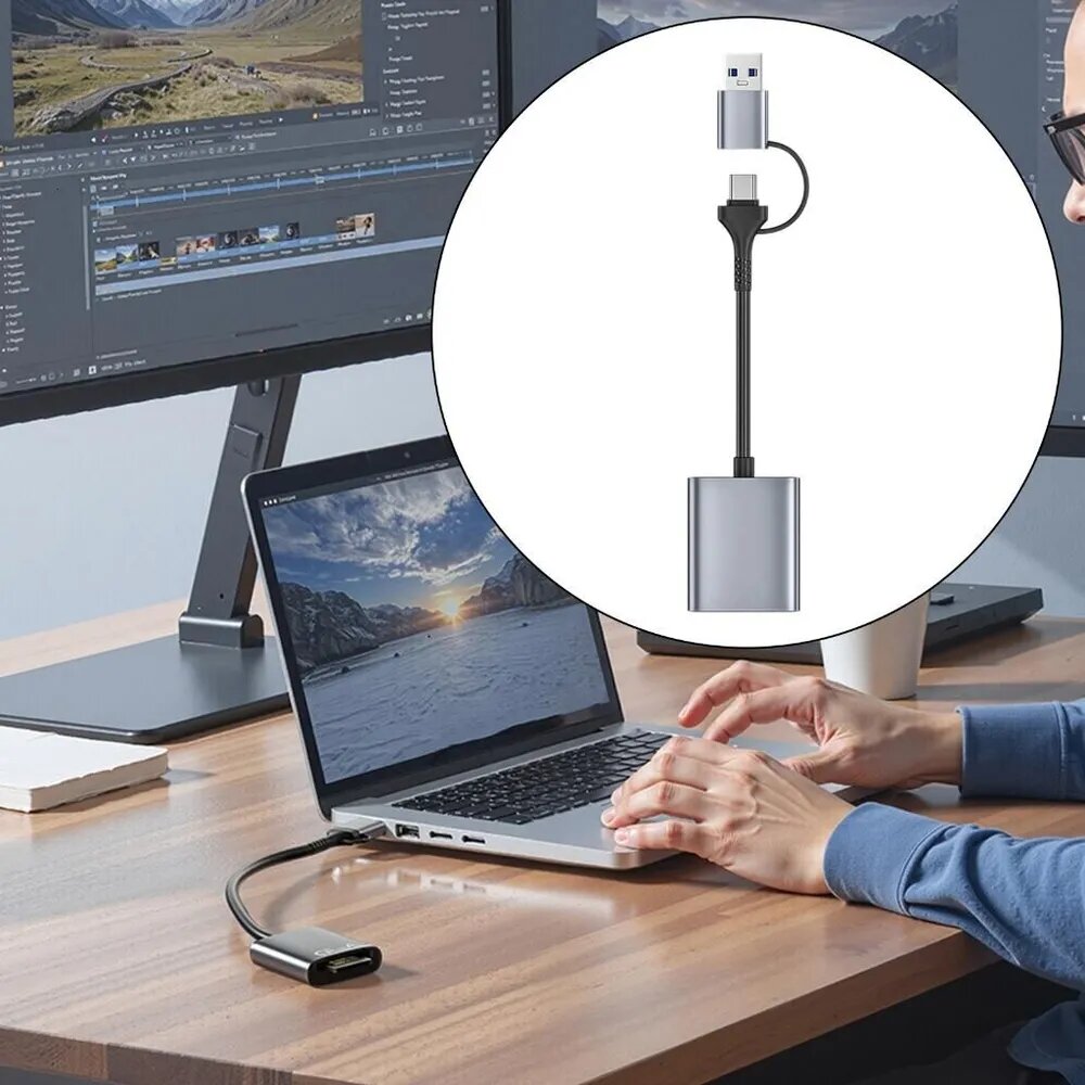 USB 3.2 Gen2 кардридер для записи файлов с Cfast Type A, алюминиевый корпус — фото 1