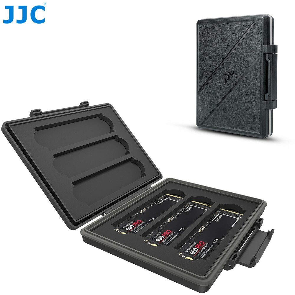 Контейнер JJC для хранения памяти 6 х M.2 2280 SSD, водонепроницаемый, черный