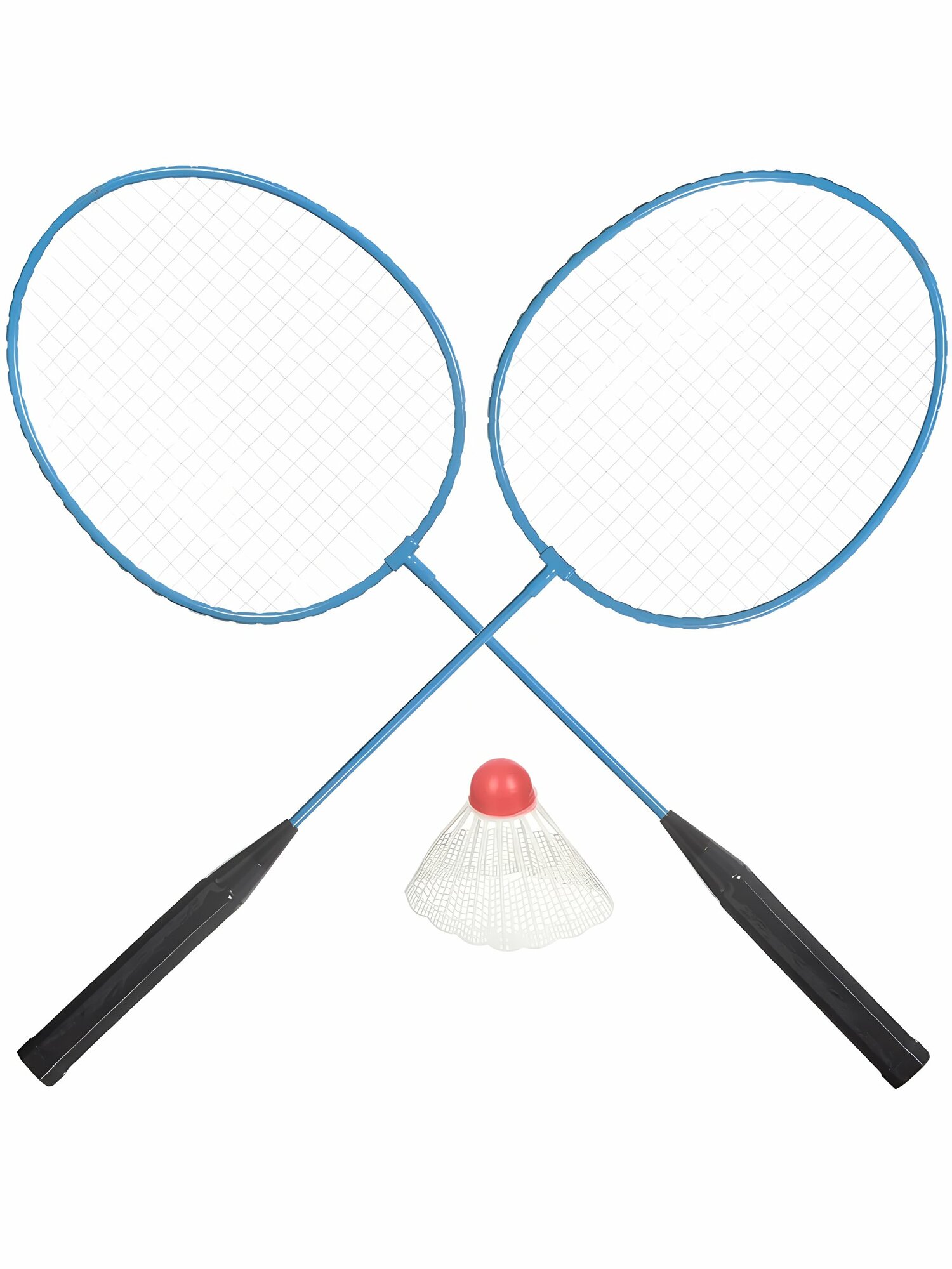 Набор для бадминтона: 2 прочные металлические ракетки плюс воланчик в сетке, инвентарь активного отдыха на даче и природе
