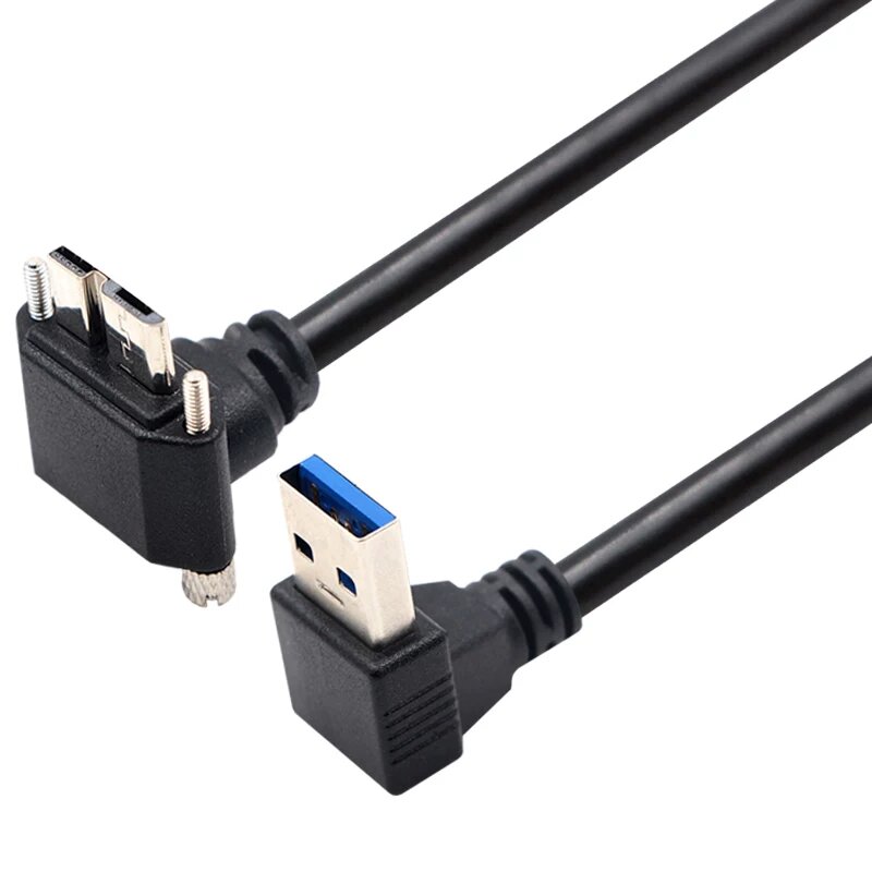 0.25 м Черный кабель USB 3.0 Type-A с нисходящим изгибом к Micro-B с восходящим изгибом для промышленного использования