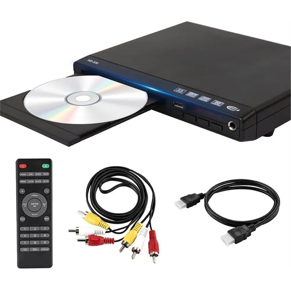 DVD-Плеер Для Телевизора 1080p HD, Компактный CD-Проигрыватель, USB-Вход, Вилка Европейского Стандарта.