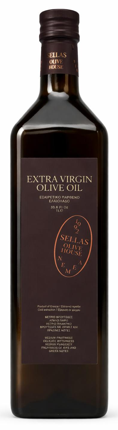 Оливковое масло 1л Sellas (Греция, Пелопоннес, Extra Virgin, стекло)