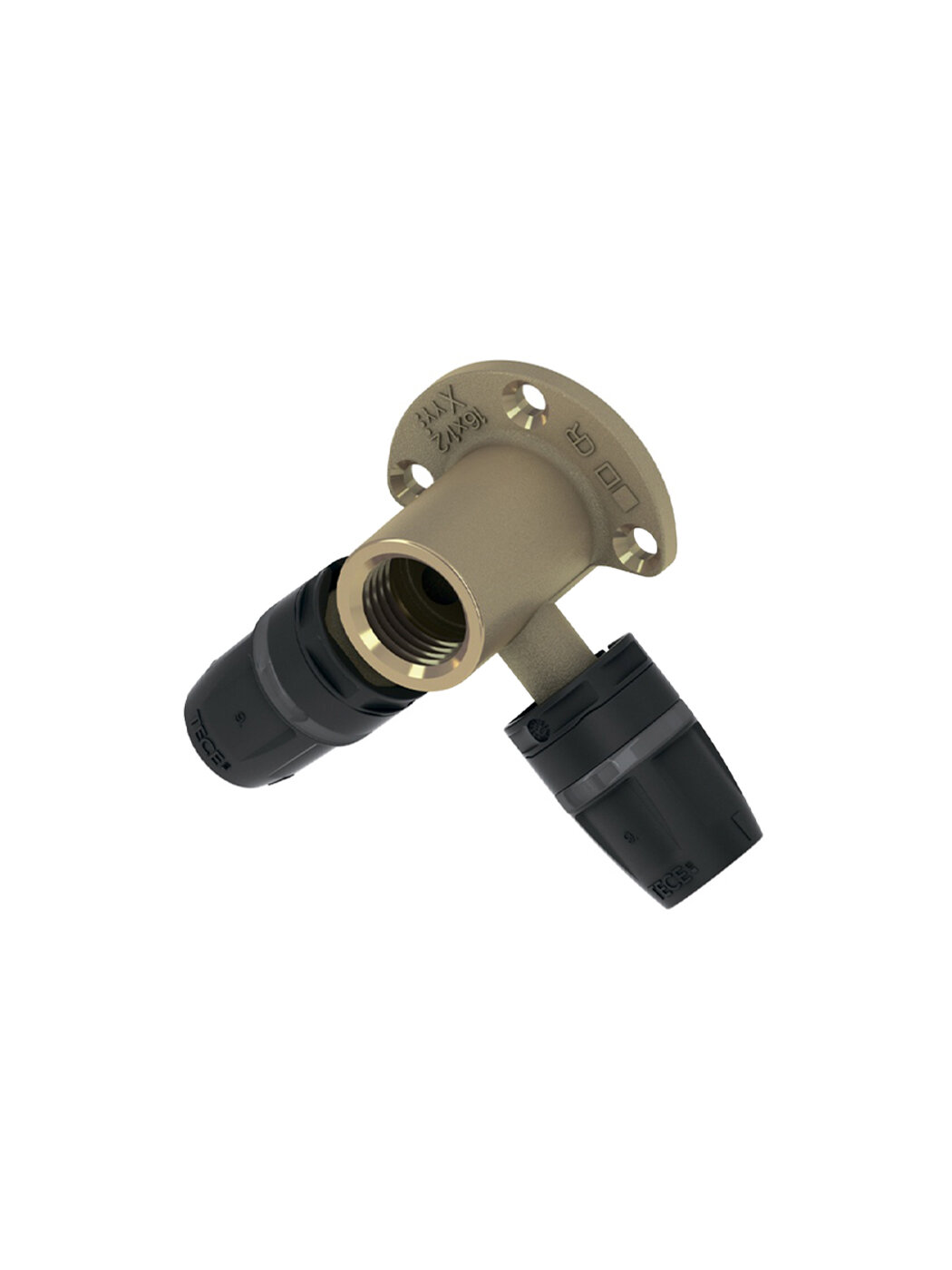 Тройник угловой TECE TECElogo-Push (8620007), 16х1/2"х16, латунь, с настенным креплением