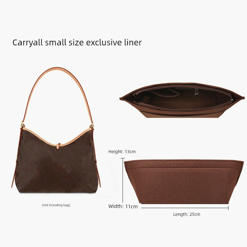 LV Carryall BB Маленький коричневый войлочный внутренний мешок с молнией