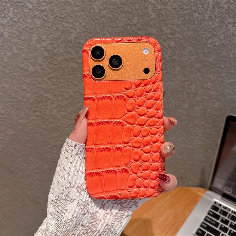 Чехол для телефона из искусственной крокодиловой кожи с узором для Apple iPhone17 Эйр, Оранжевый, OG