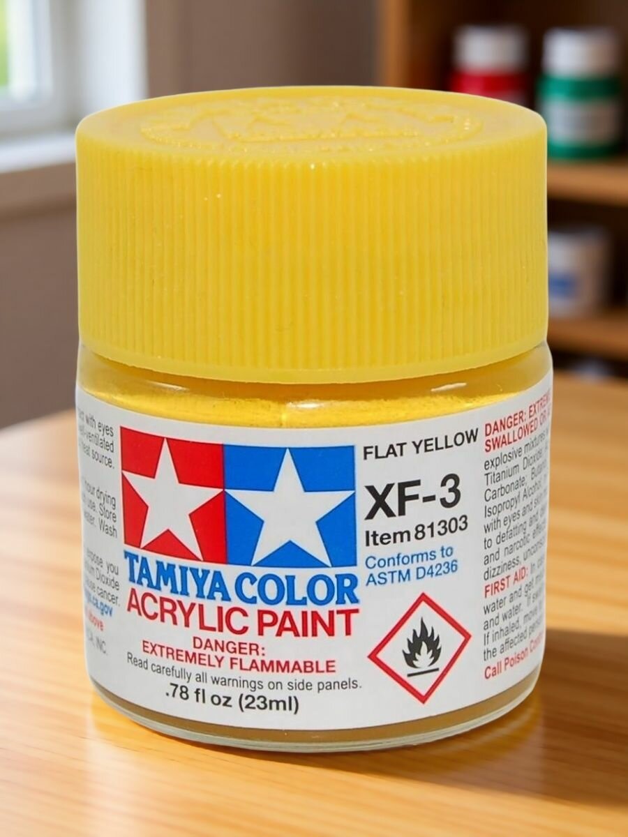 XF-3 Flat Yellow (Желтая матовая) акриловая краска, 23 мл.