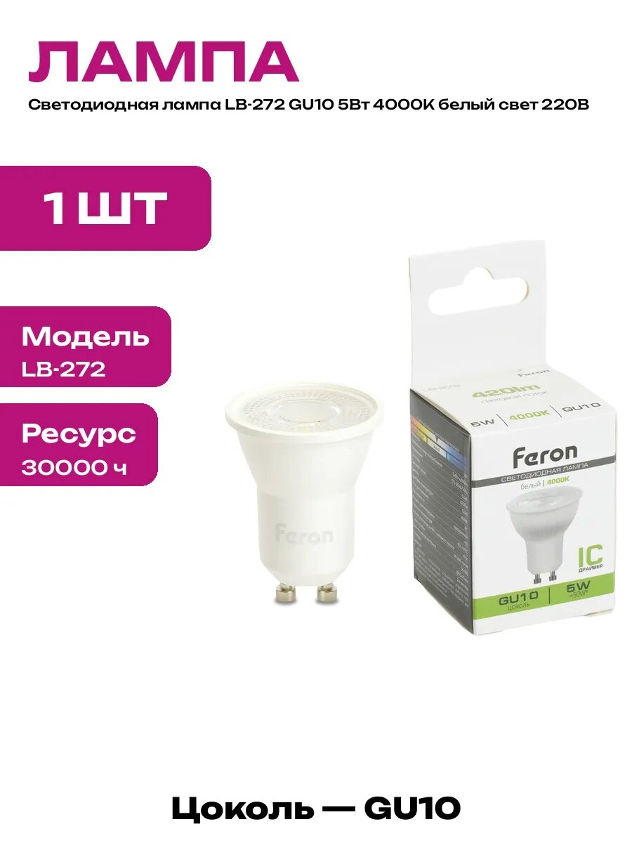 Лампа светодиодная GU10 5W 4000К MR11 для общего освещения