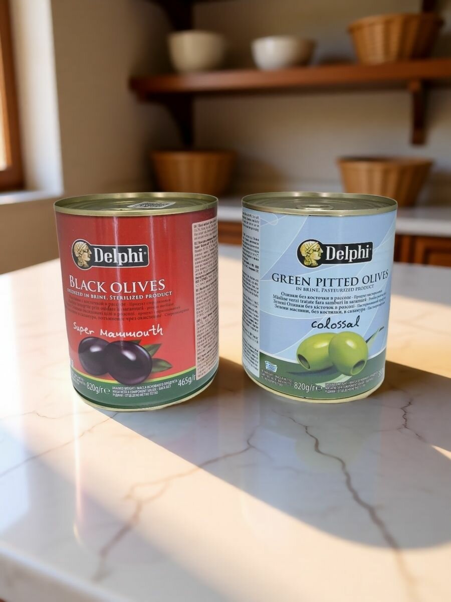 Маслины и оливки, крупные, 2 банки, Греция