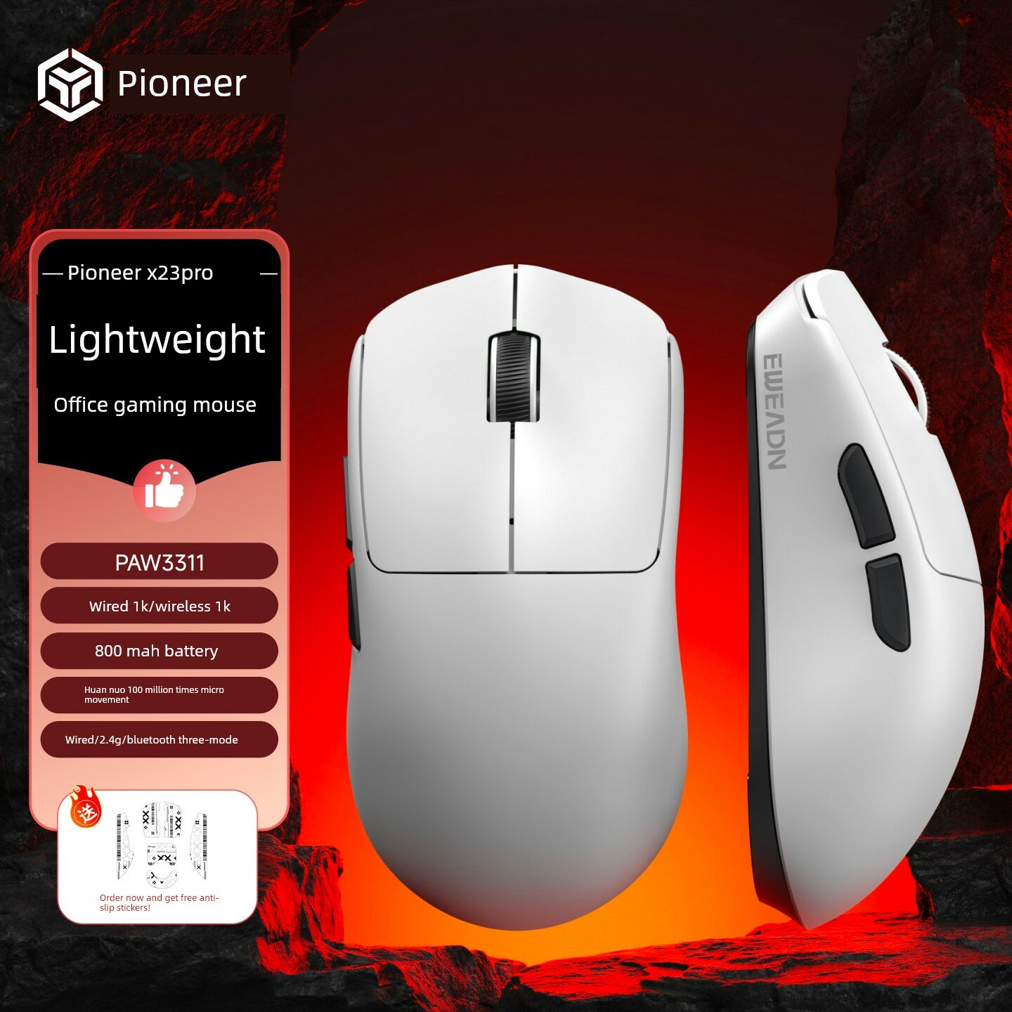 Беспроводная мышь Forerunner X23 с тремя режимами работы для игр и офиса, Bluetooth, легкая, компактная, удобная для