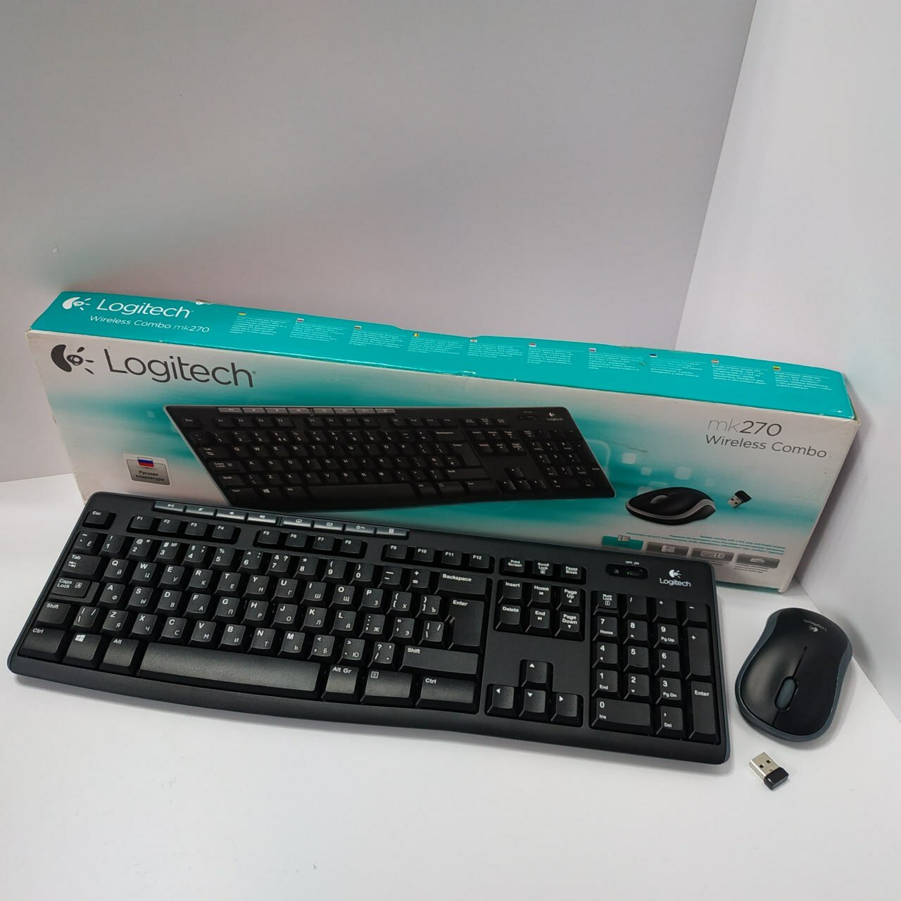 Комплект клавиатура + мышь Logitech Wireless Combo MK270, черный, английская/русская