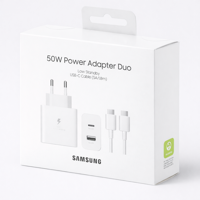 Зарядное устройство Samsung 50 Вт Dual USB-C port Super Fast GaN 1,8 м USB C (EP-T5020) Белый Original
