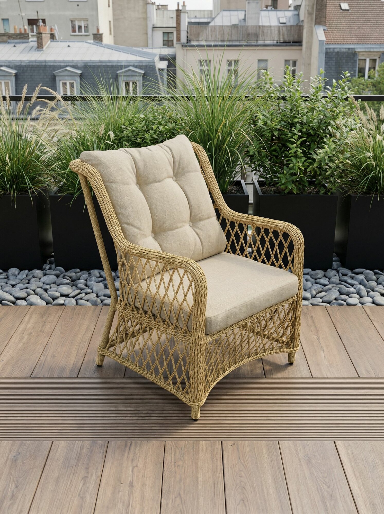 Кресло из ротанга, Titulo, Индийское дерево, для дома, дачи, террасы и кафе, садовая плетёная мебель