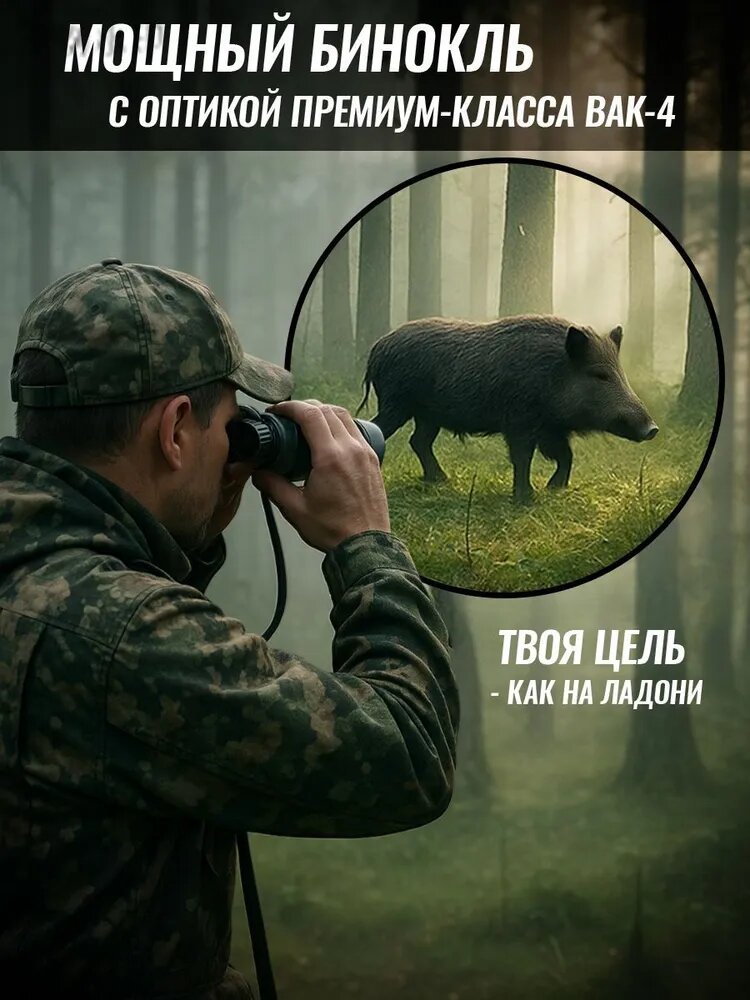 Бинокль туристический Karbi 12x40, призма Порро, BAK-4, черный, водонепроницаемый, с чехлом — фото 1