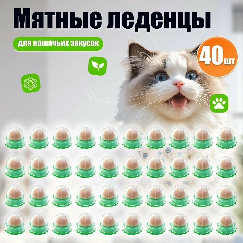 Игрушка-шарик с кошачьей мятой, Леденец для котов с витаминами, 40 шт