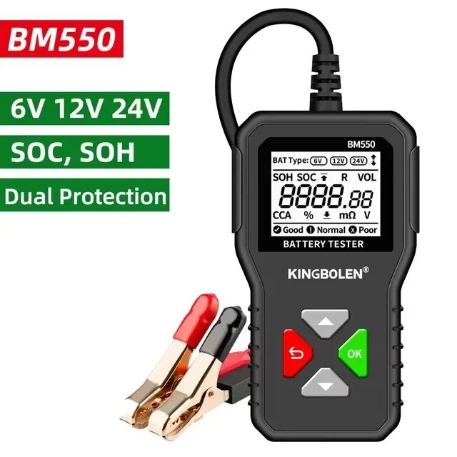 KINGBOLEN BM550 тестер аккумулятора 6V/12V/24V