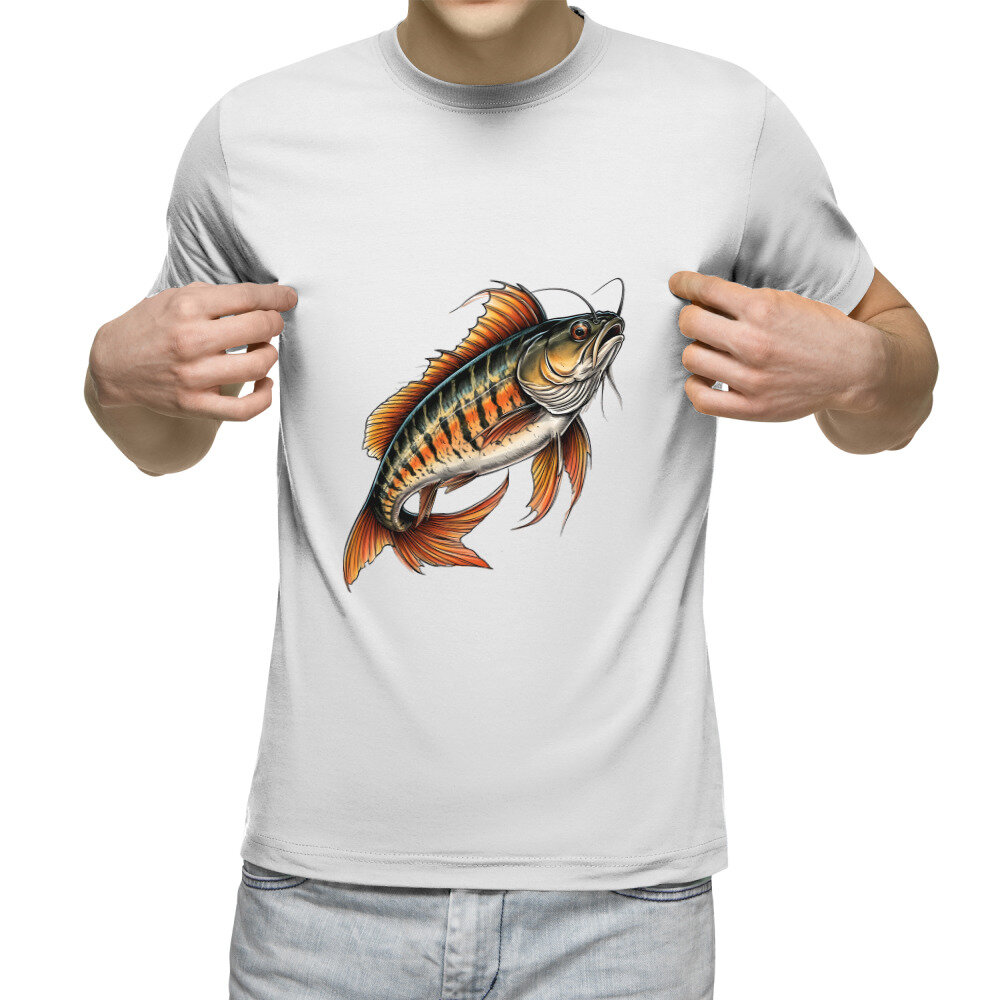 Мужская футболка «Сом» (белый, 3XL)