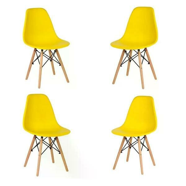 Стул обеденный СтулБержи для кухни Eames, желтый, комплект 4 шт