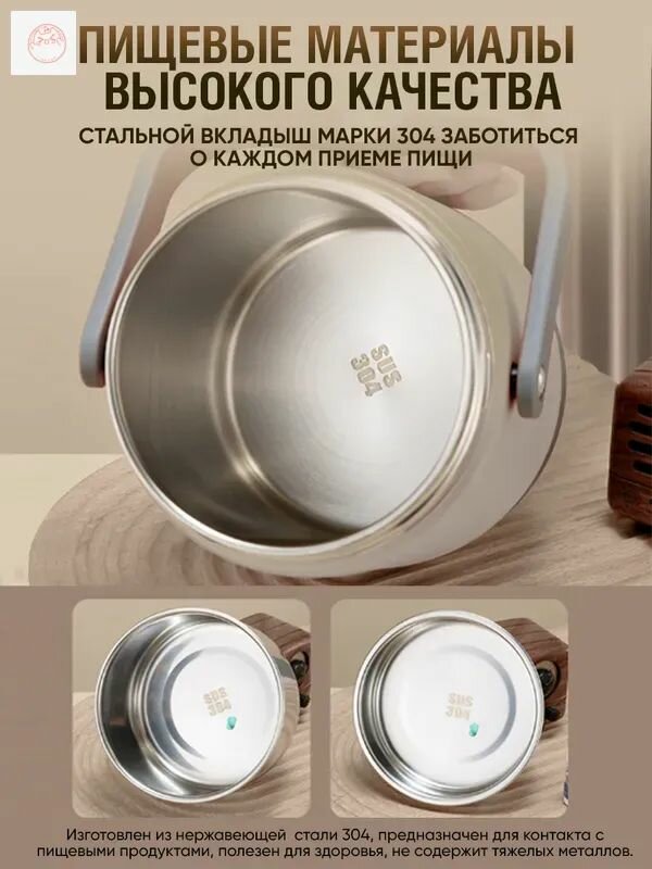 Электрический ланч-бокс с подогревом, 2 л, 3 отделения, нержавеющая сталь 304