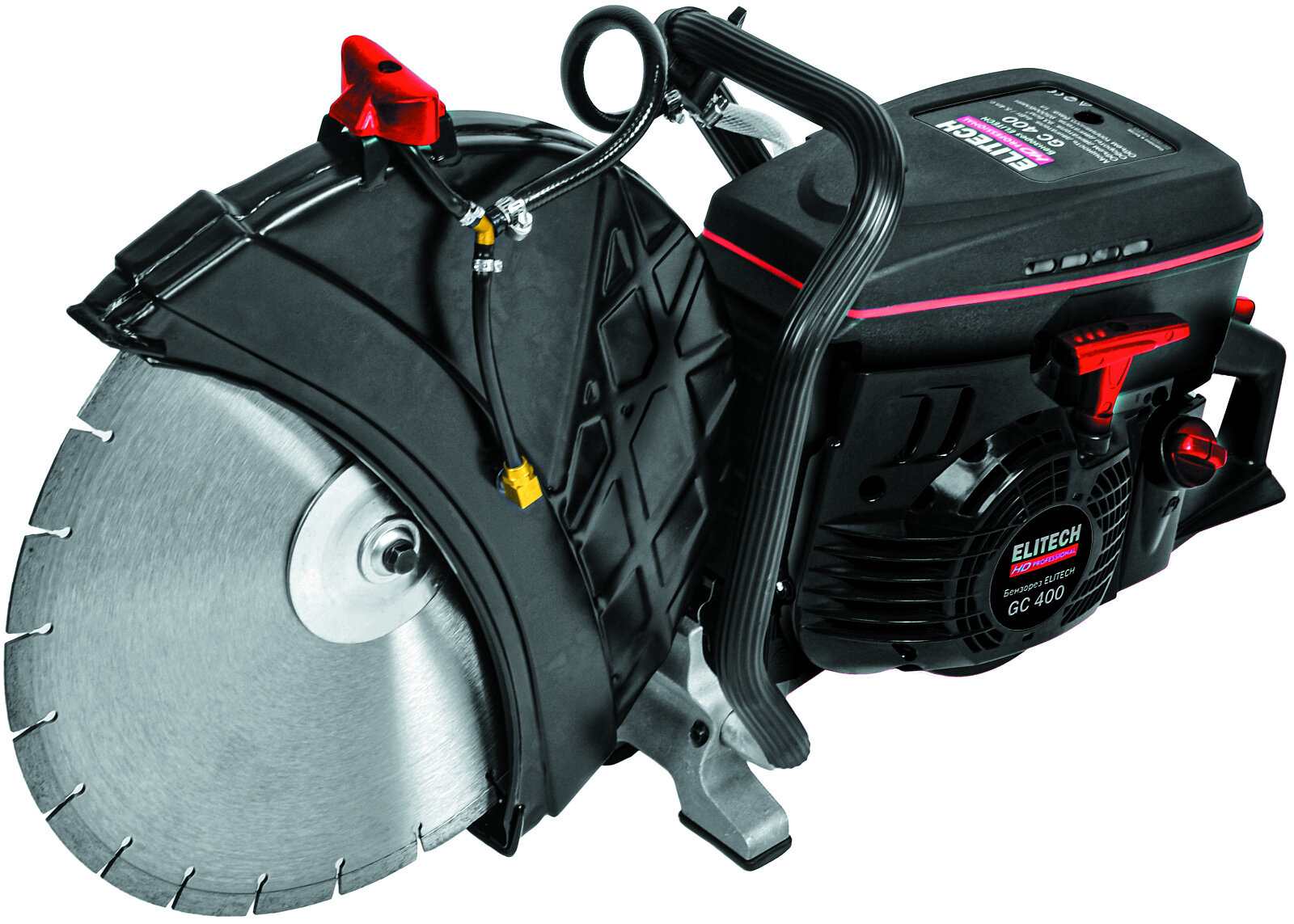 Бензорез ELITECH GC 400, мощность 5.5л. с, диаметр диска 400мм, антивибрация, глубина реза 165мм