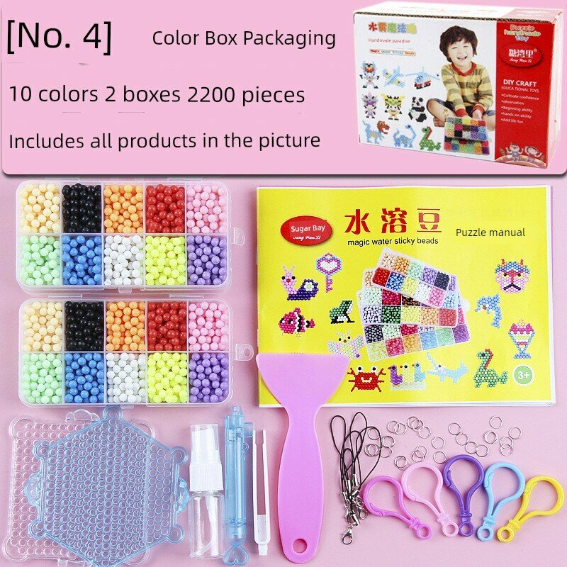 Набор из 10 цветов DIY-бусин для детей, 2 комплекта по 2200 бусин с аксессуарами и руководством по пазлу, ручная игрушка
