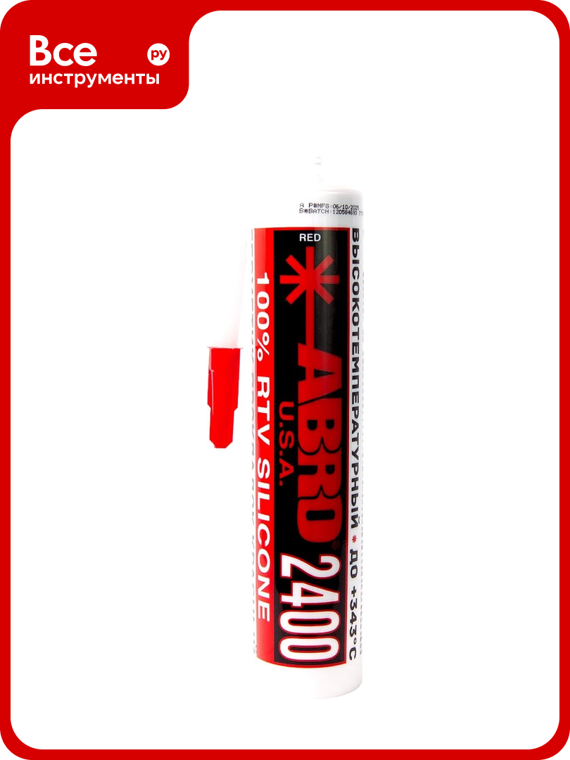 Герметик силиконовый 310г высокотемпературный красный ABRO SS-2400-RW для металла и пластика, без запаха, водостойкий