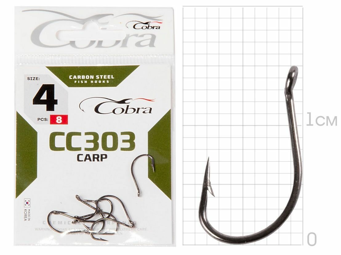 Крючки Cobra CARP сер. CC303 разм.004 16шт.