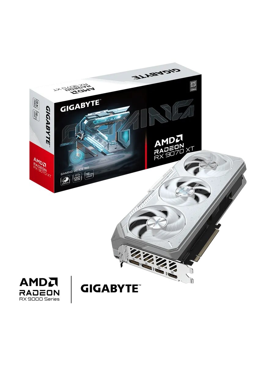 Видеокарта AMD Radeon RX 9070 XT Gaming OC ICE 16 ГБ GV-R907XGAMINGOC ICE-16GD